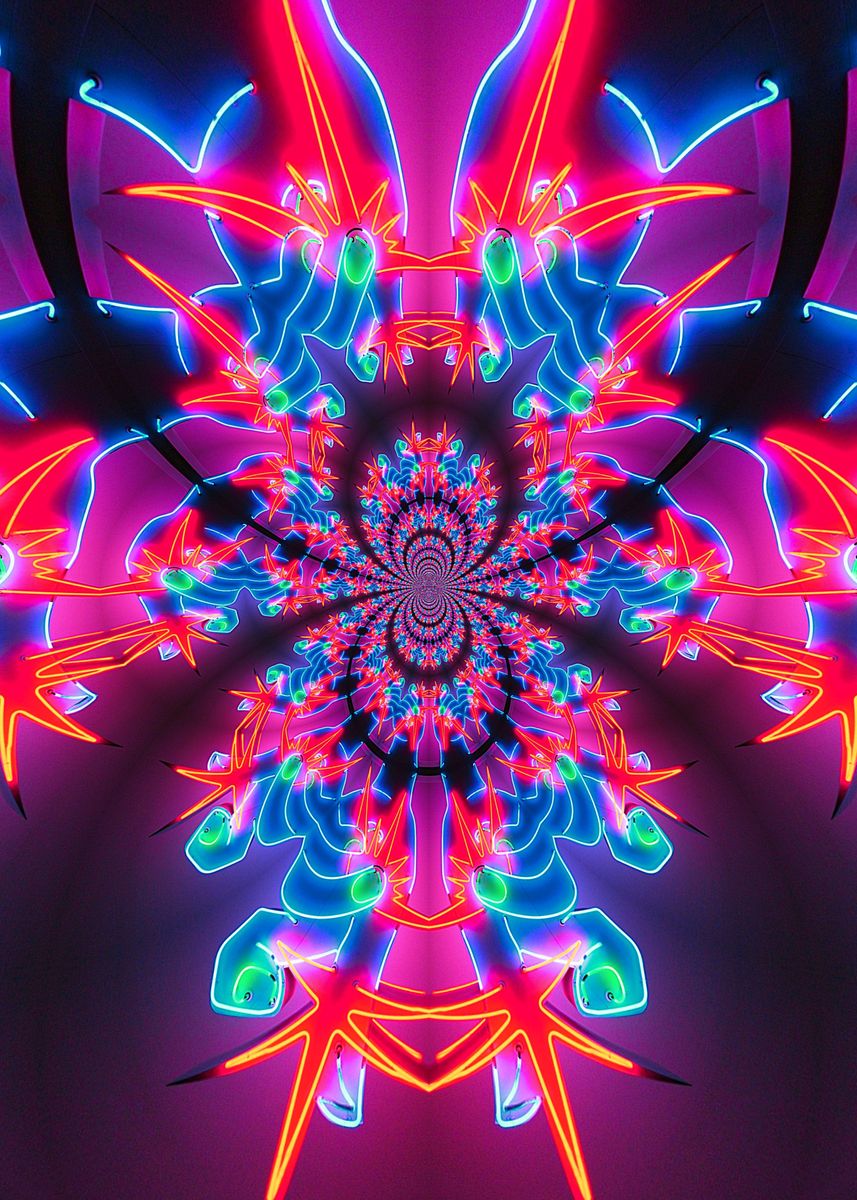 'Abstract 3D Neon Art' Poster, picture, metal print, paint by ART BY ...