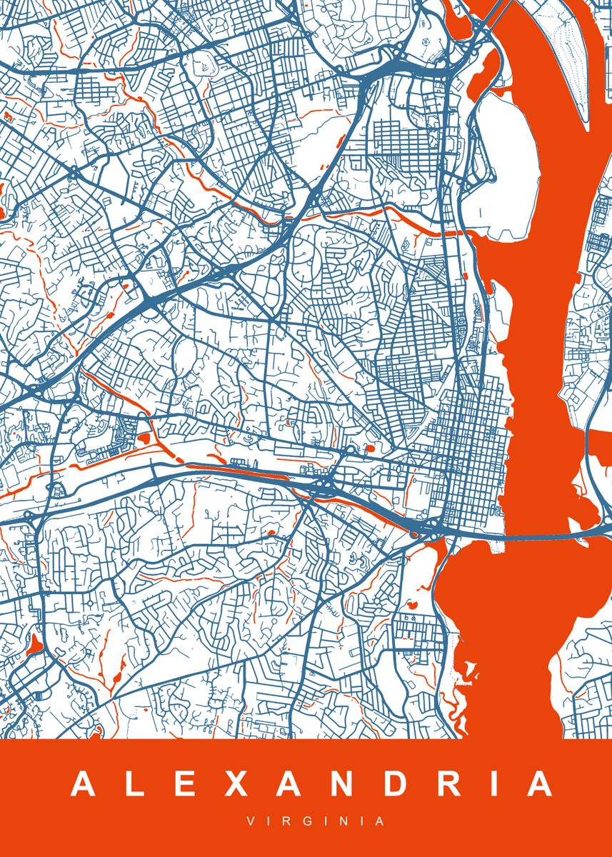'Map ALEXANDRIA VIRGINIA US' Poster, picture, metal print, paint by ...