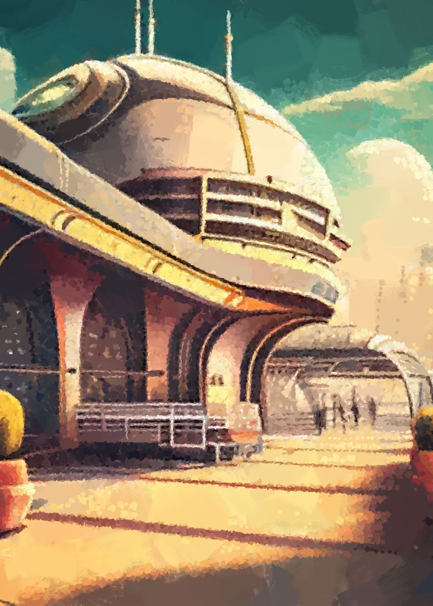 'Retro space station' Poster, picture, metal print, paint by Evgenuy ...