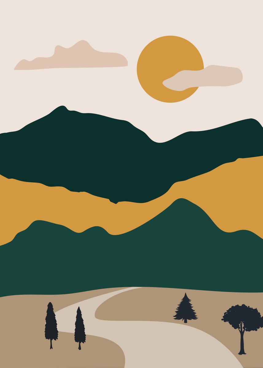 'Nature Landscape v10' Poster, picture, metal print, paint by crbn ...