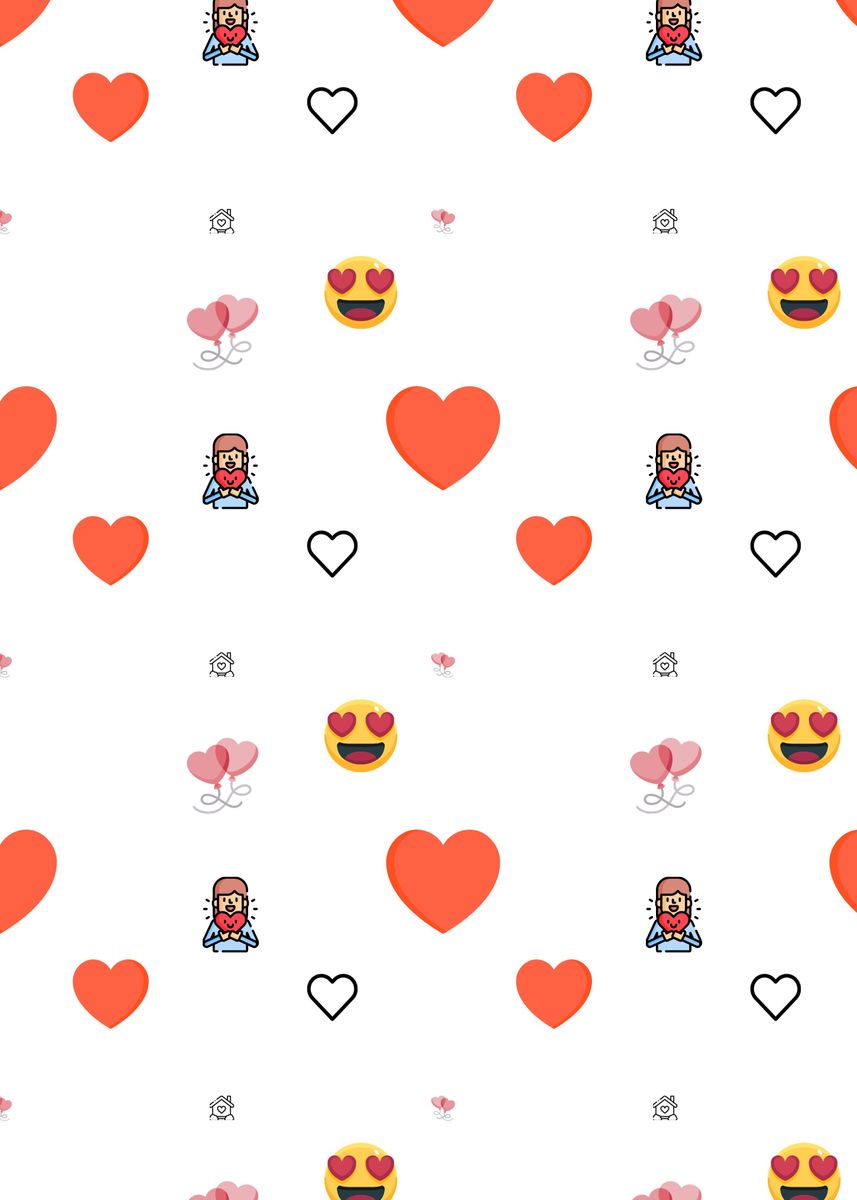 'Love Valentine Pattern' Poster, picture, metal print, paint by noer ...