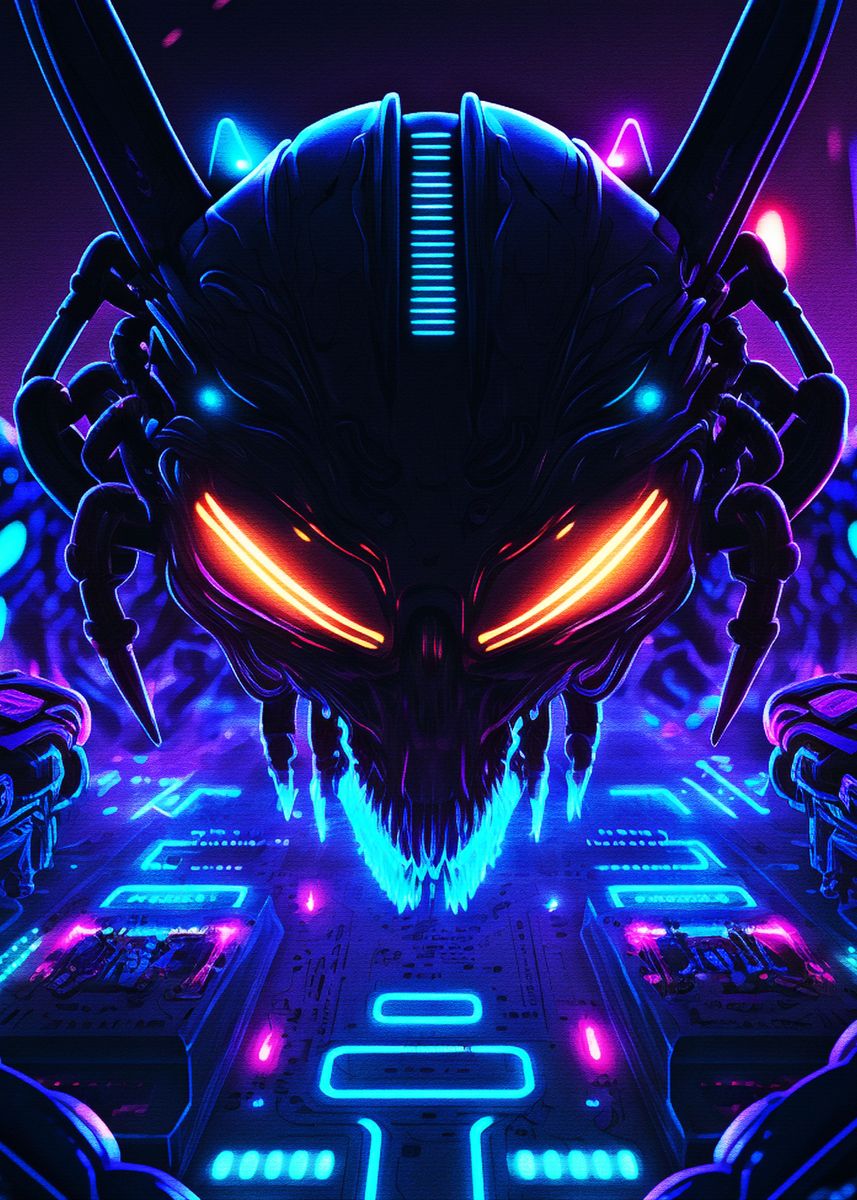 'Neon space aliens' Poster, picture, metal print, paint by Muh Asdar ...
