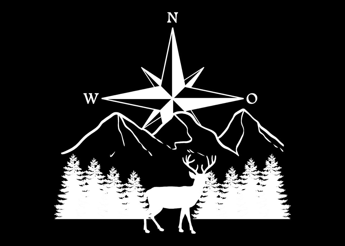 'Deer Compass Professional ' Poster by Powdertoastman | Displate