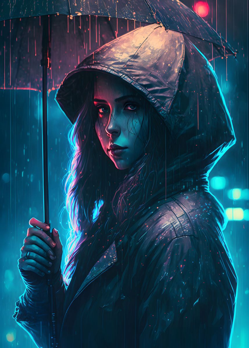 'Girl with Umbrella' Poster, picture, metal print, paint by David ...