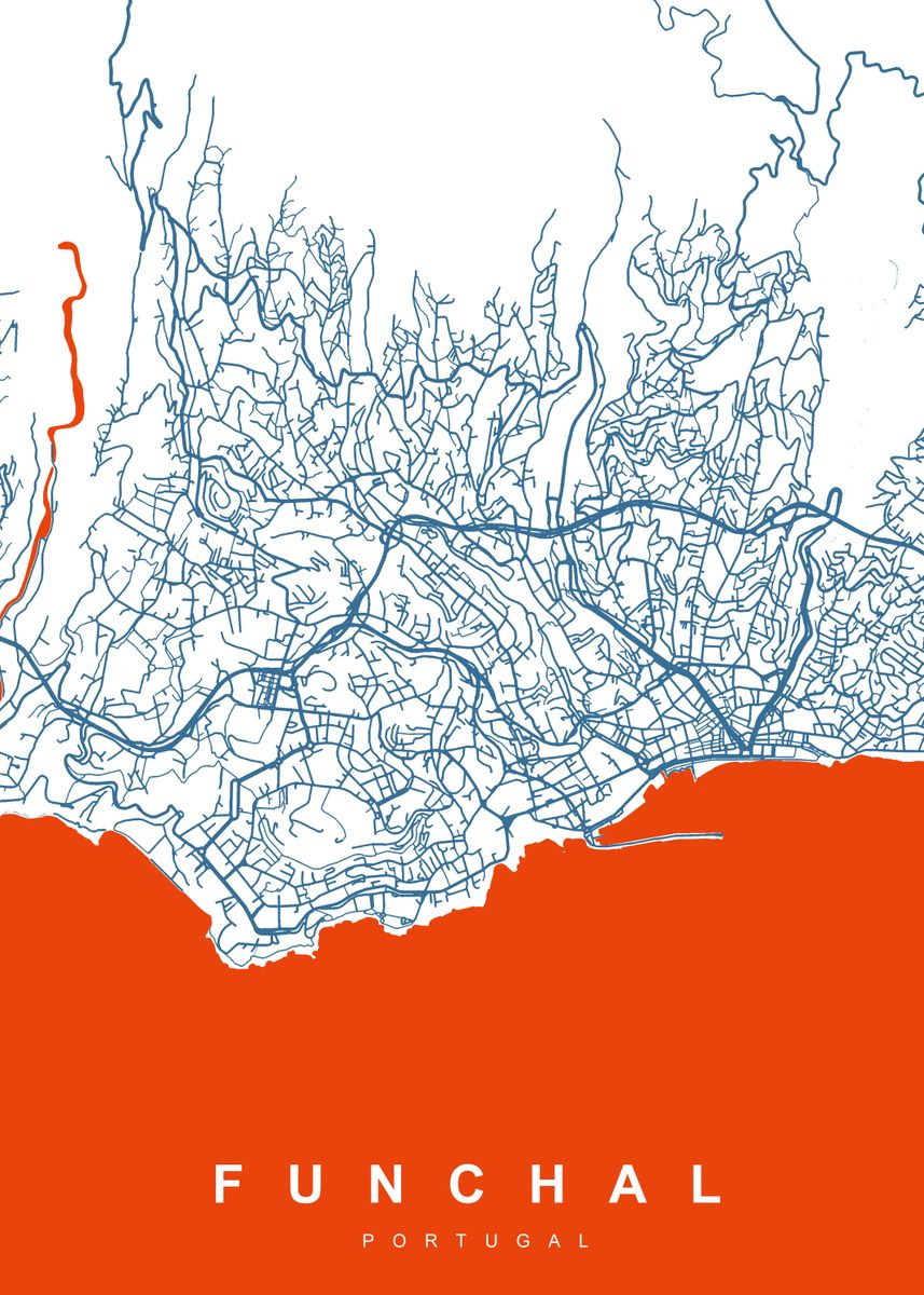 'Map FUNCHAL PORTUGAL ' Poster, picture, metal print, paint by ...