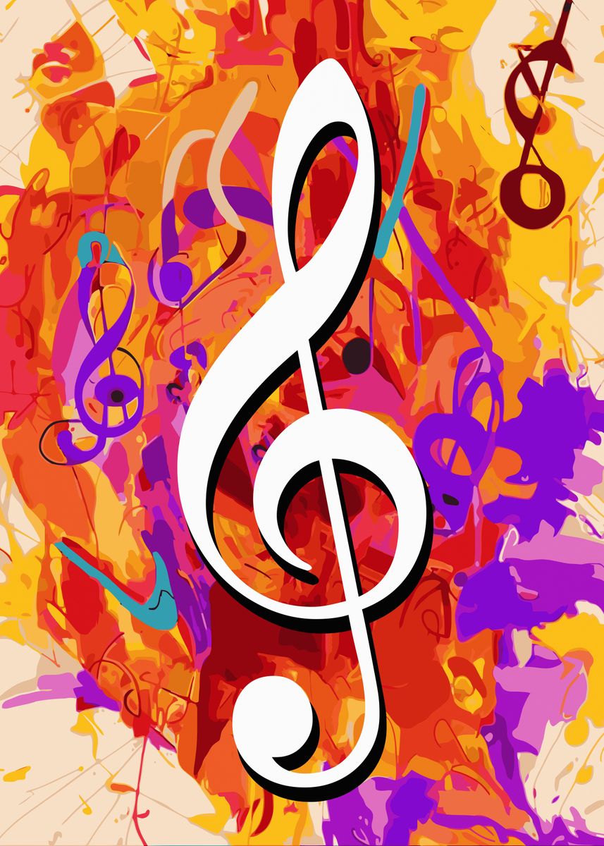 'Music clef symbol abstract' Poster, picture, metal print, paint by ...