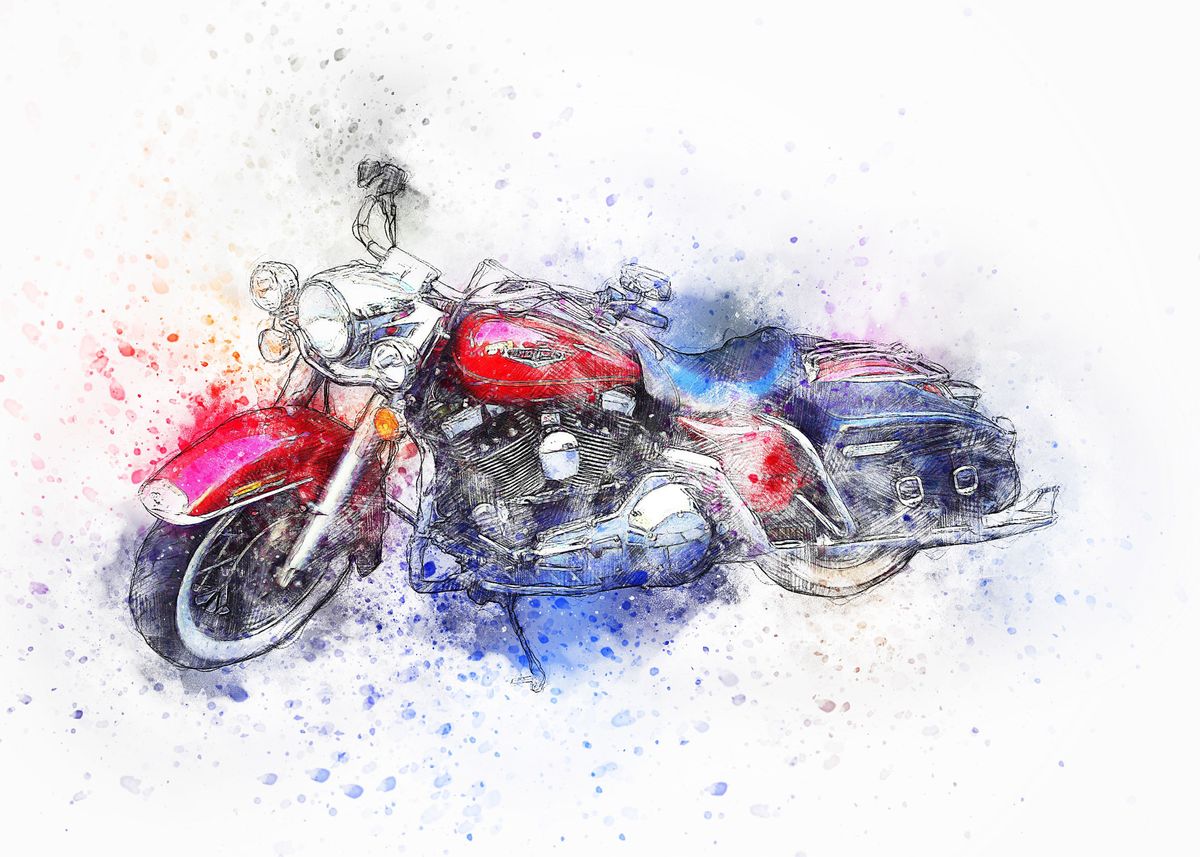 'motorcycle watercolor' Poster by mystery box | Displate