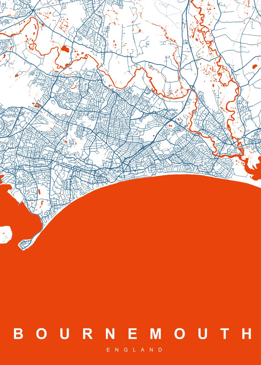 'Map BOURNEMOUTH ENGLAND' Poster by UrbanMaps | Displate