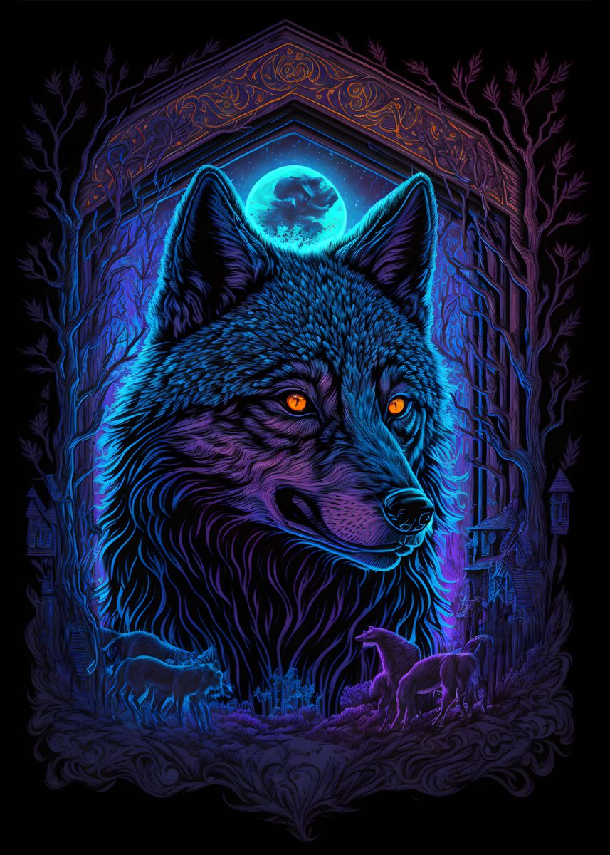'Black Light Wolf' Poster, picture, metal print, paint by Black Eyed ...