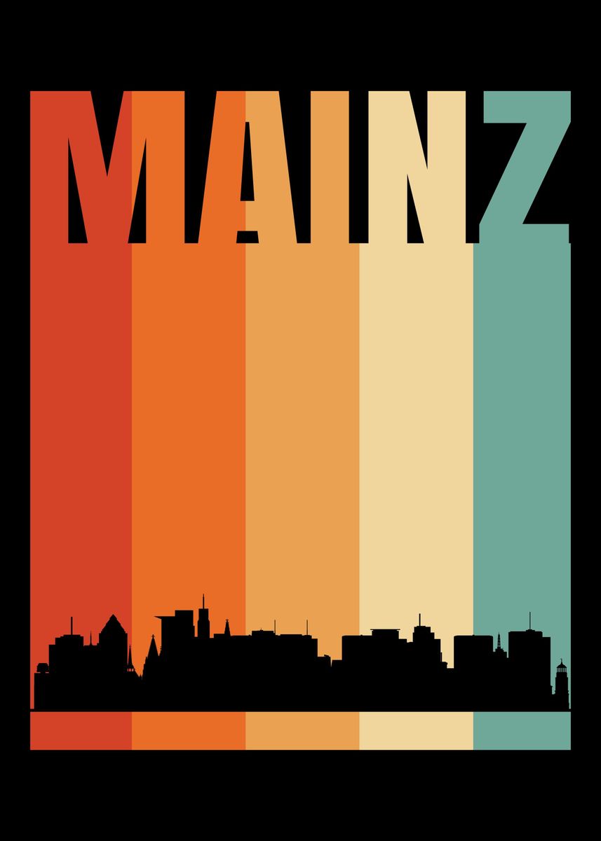 'Mainz skyline' Poster, picture, metal print, paint by Hexor | Displate