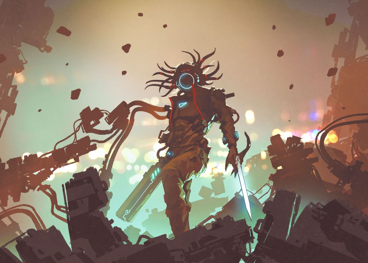 'Cybrog futuristic' Poster by 80s Retro | Displate