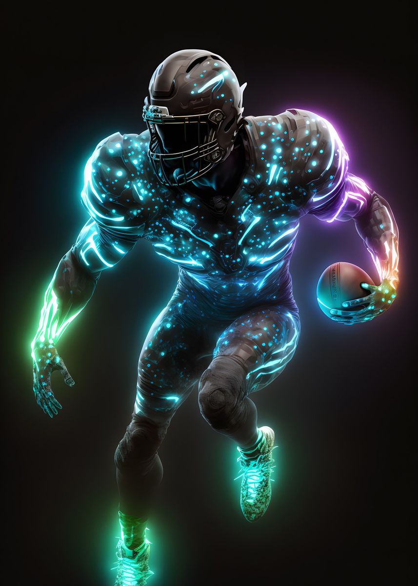 'Glowing Football Player' Poster, picture, metal print, paint by David ...