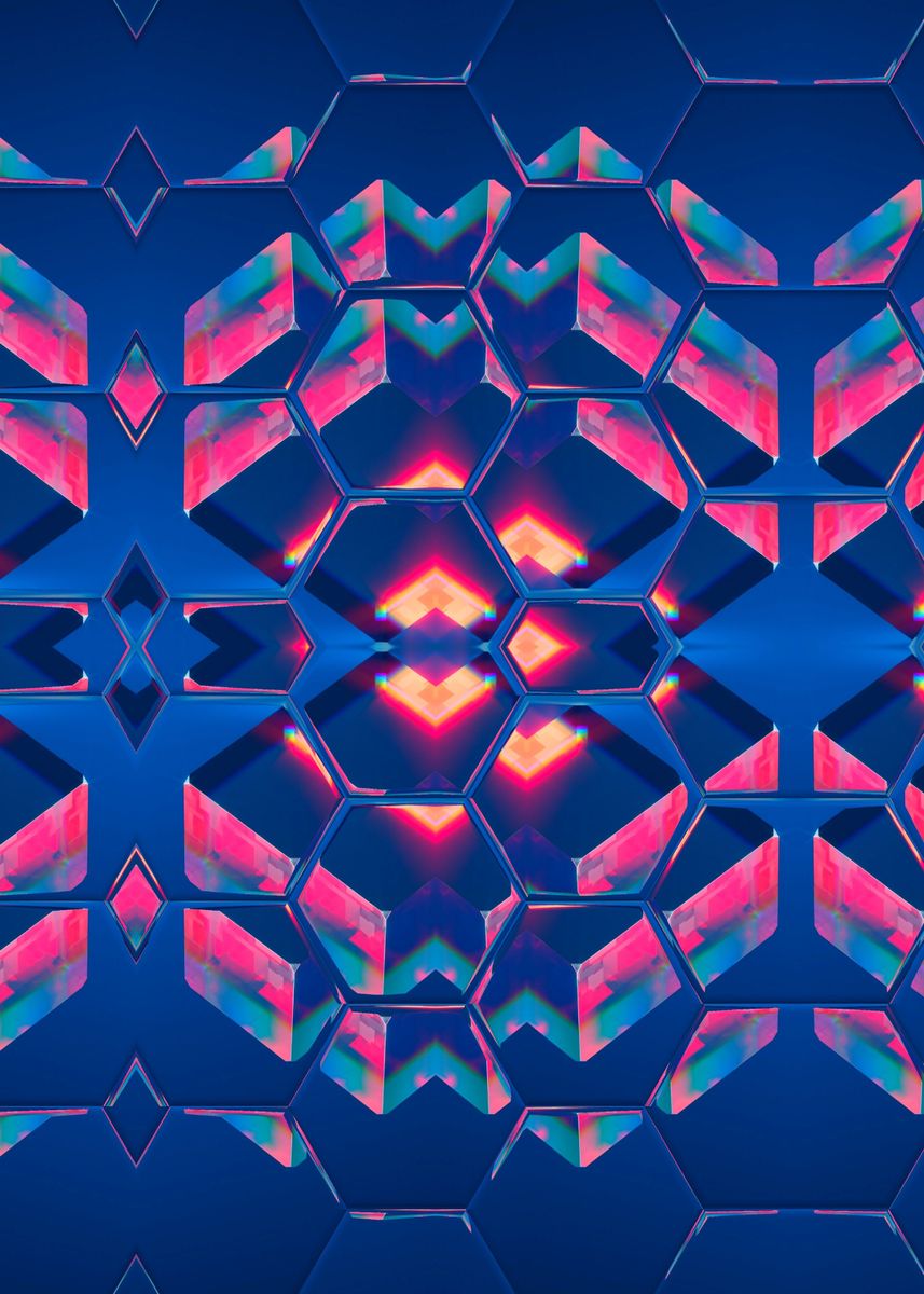 'Abstract Colorful 3D Neon4' Poster, picture, metal print, paint by ART ...