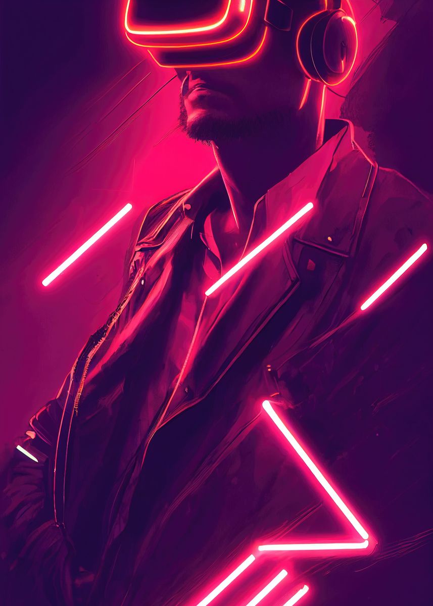 'Neon person portrait' Poster, picture, metal print, paint by ...