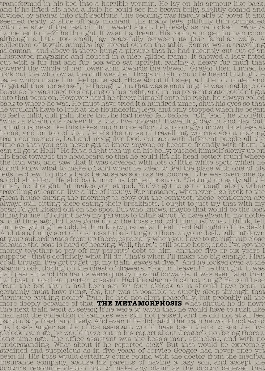 'The Metamorphosis Text' Poster, picture, metal print, paint by Design ...