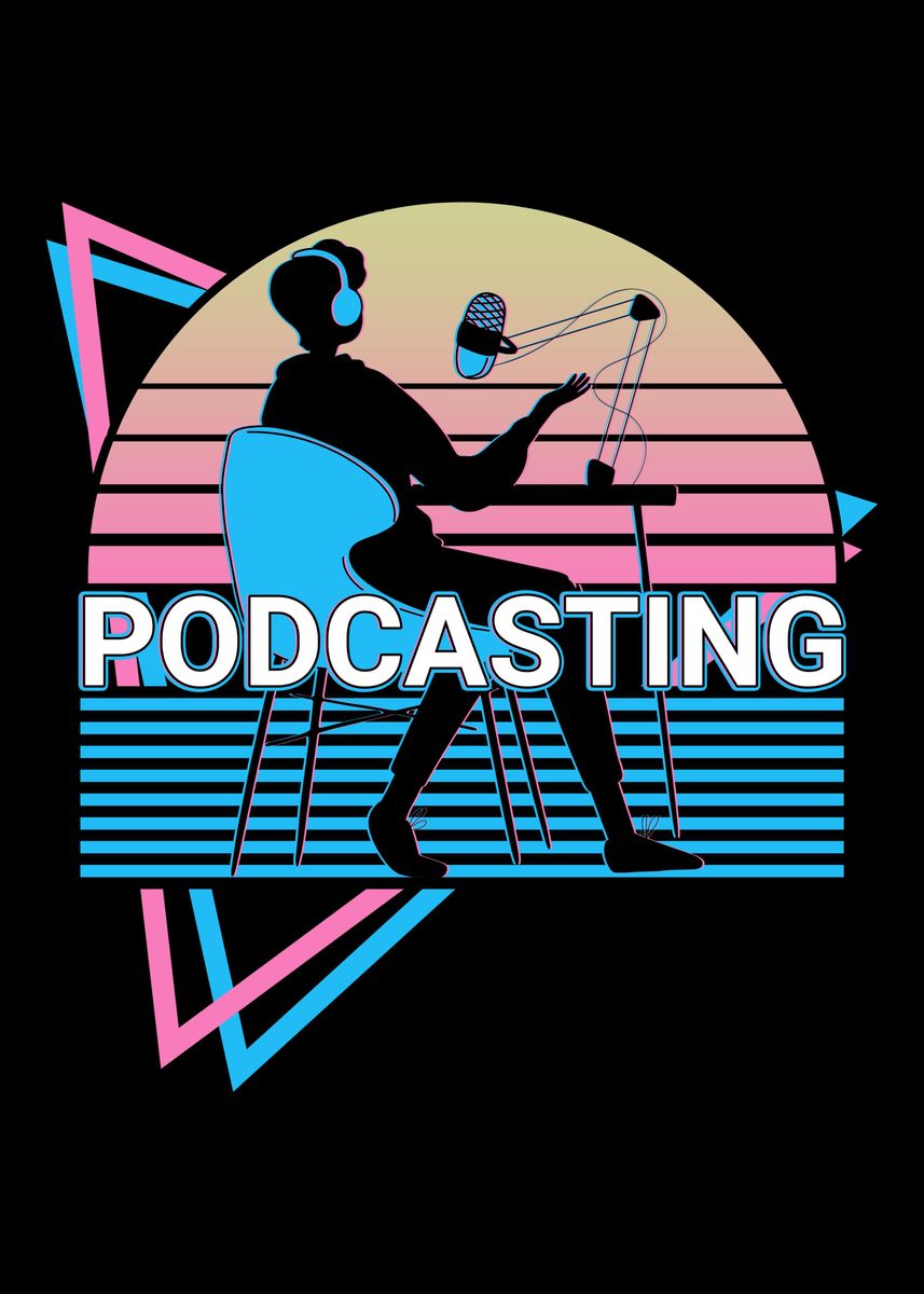 'Podcasting Retro Podcast' Poster, picture, metal print, paint by ...