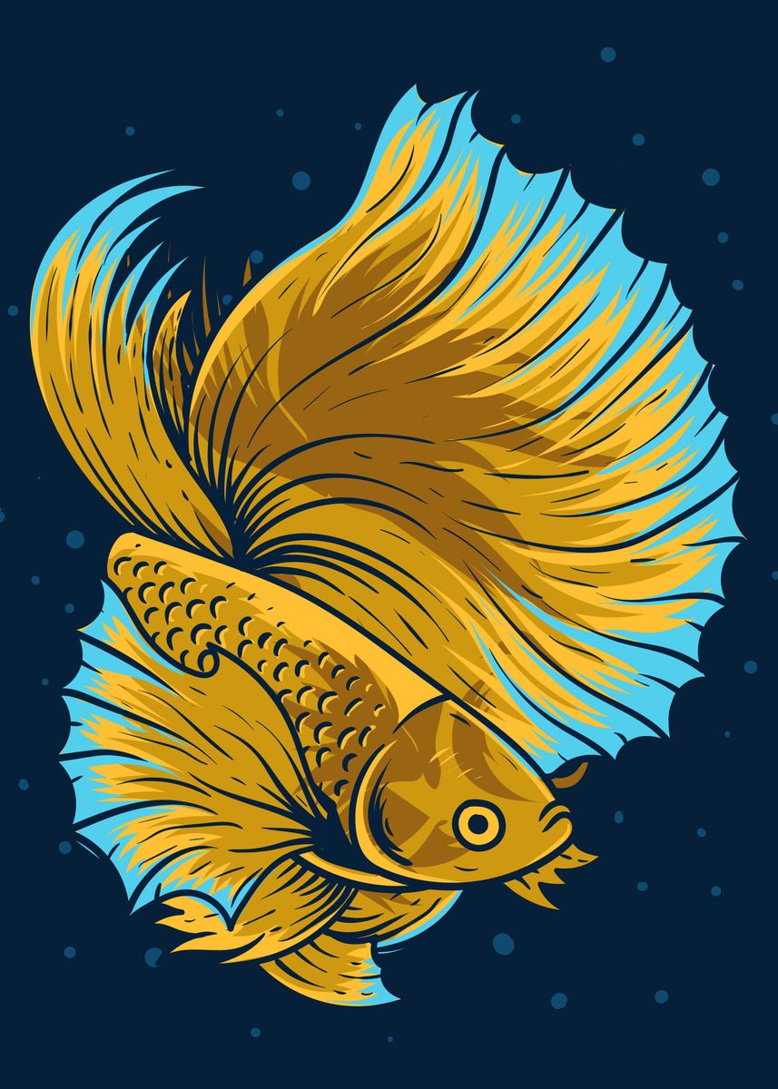 'vintage betta fish' Poster, picture, metal print, paint by Drews ...