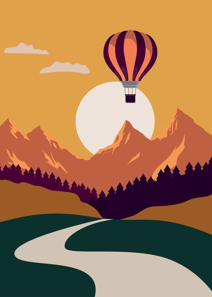 'Nature Landscape v16' Poster, picture, metal print, paint by crbn ...