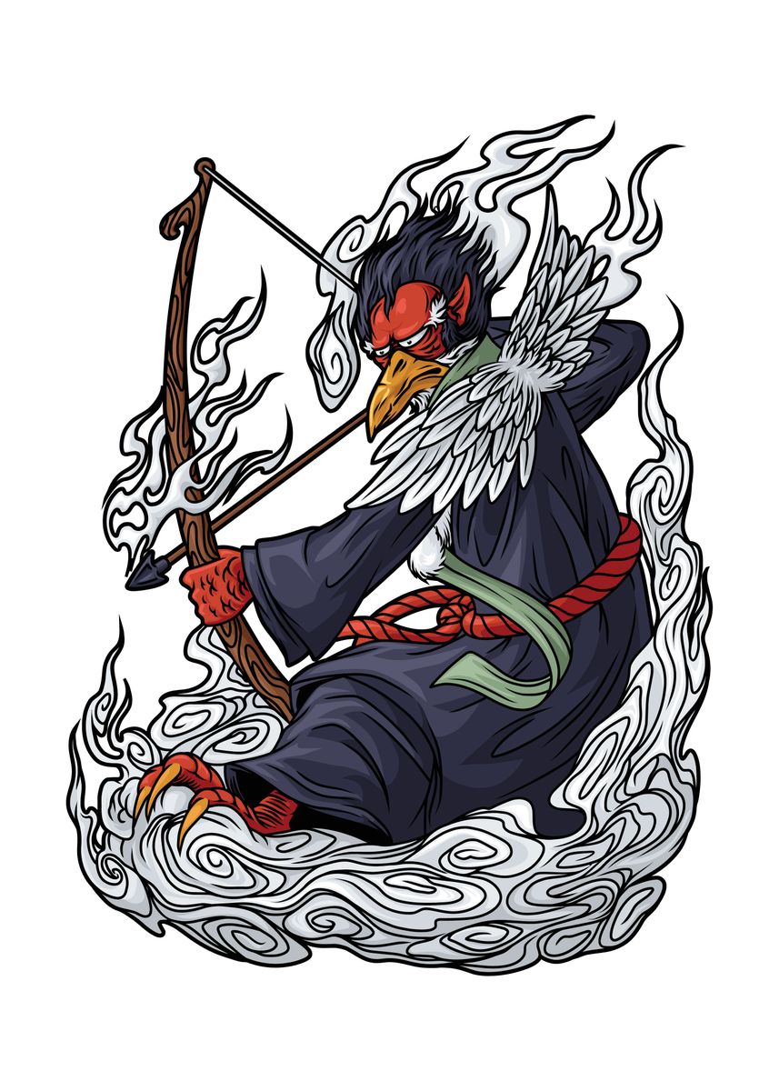'Tengu Japanese Mythology ' Poster, picture, metal print, paint by ...