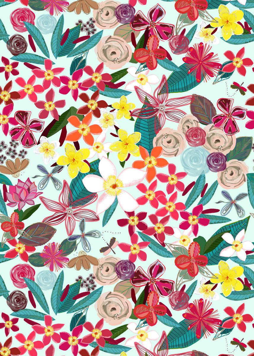 'Frangipani tropical' Poster, picture, metal print, paint by Gulsen ...