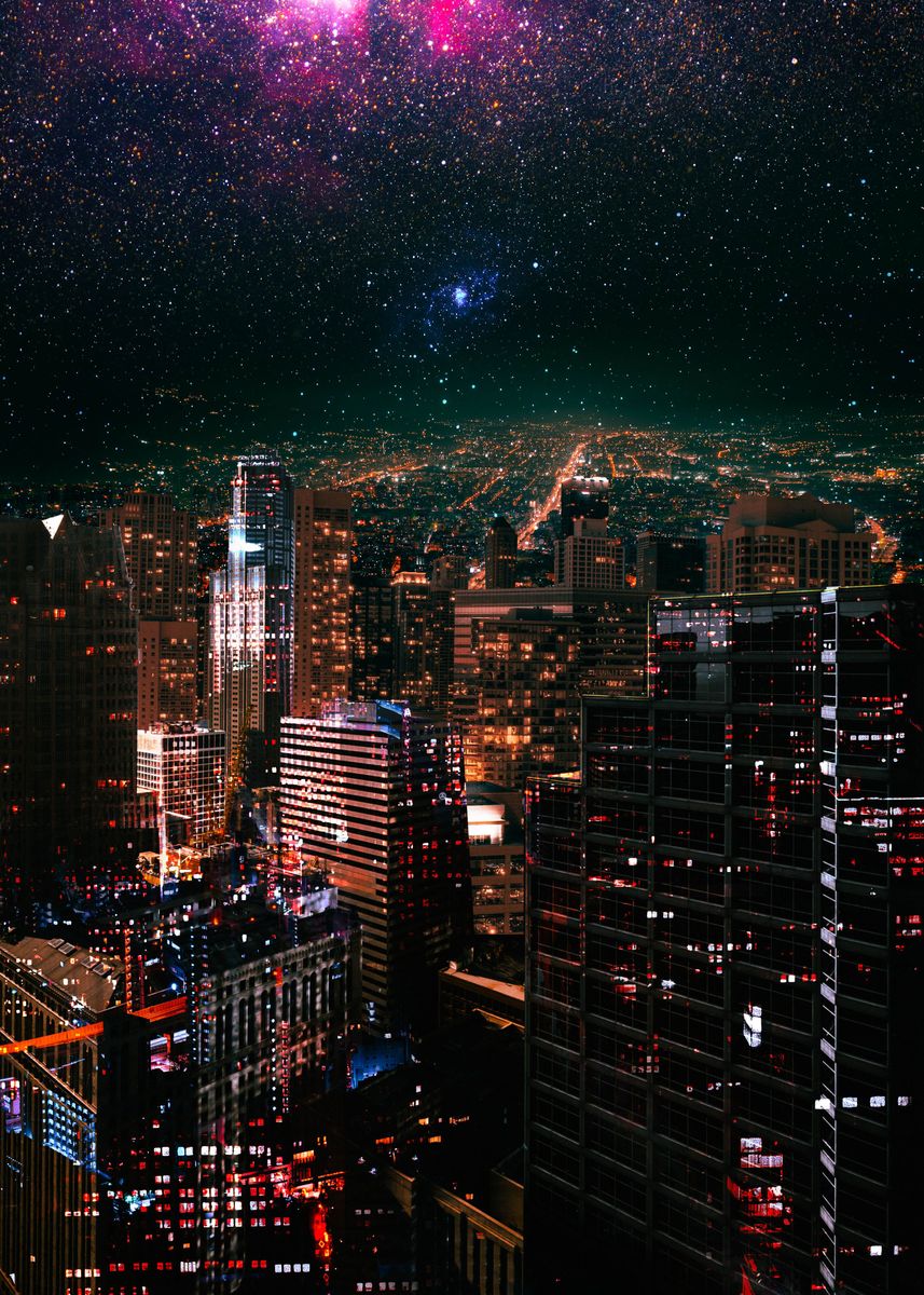 'Night Lights' Poster, picture, metal print, paint by Shaheen Khan ...