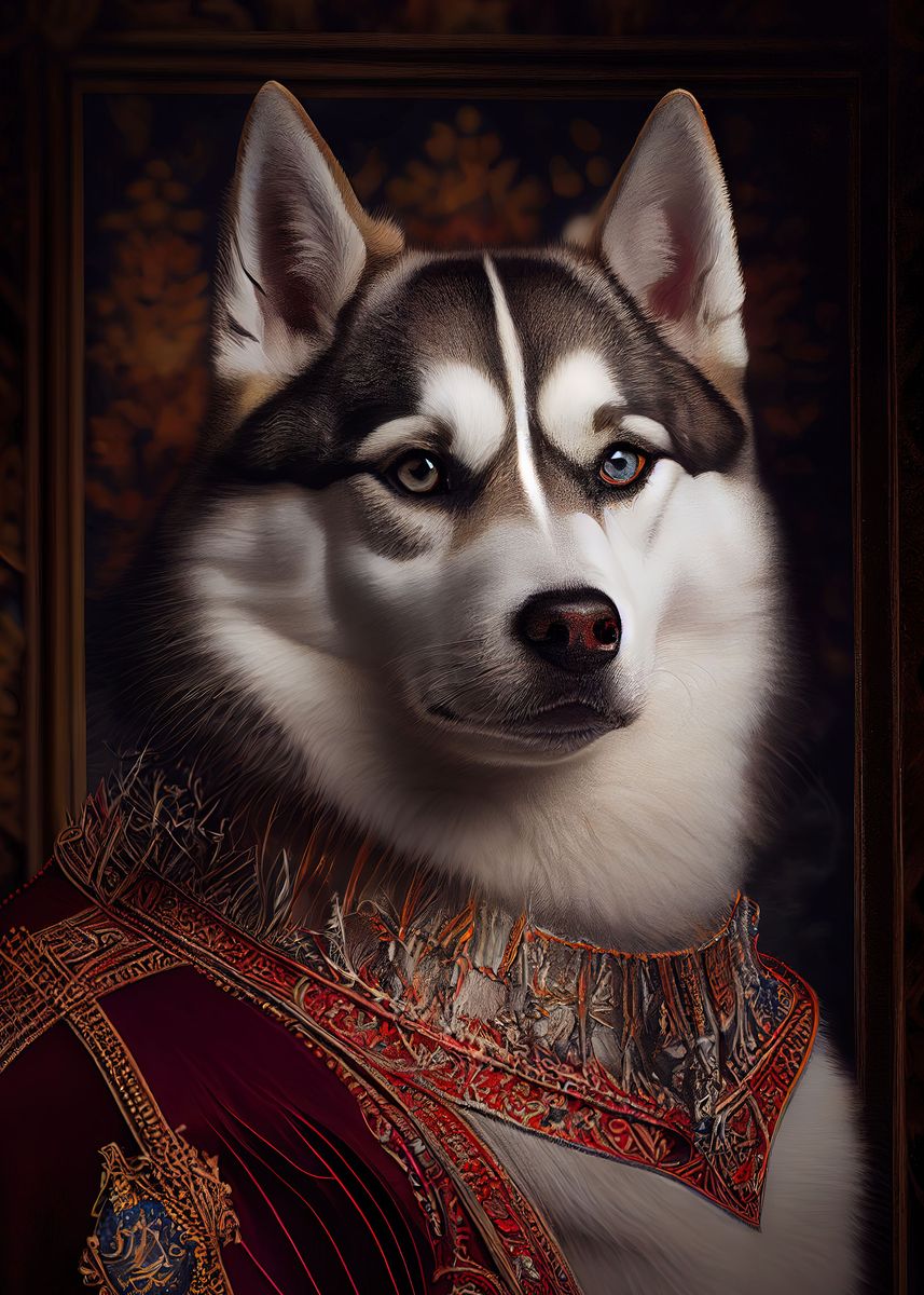 'Siberian Husky Portrait' Poster, picture, metal print, paint by Swan ...