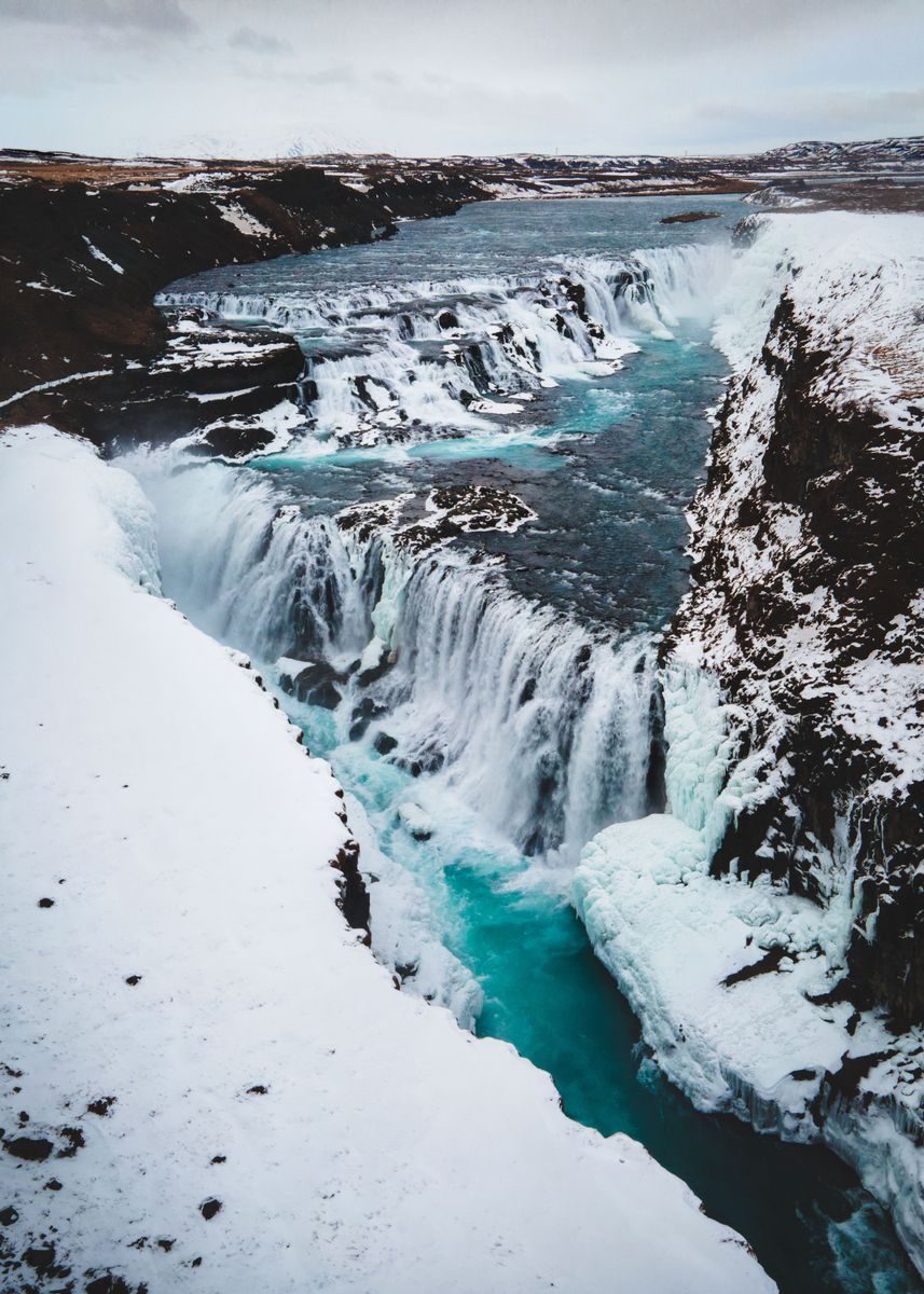 'Gullfoss Waterfall' Poster, picture, metal print, paint by BasLeroy ...