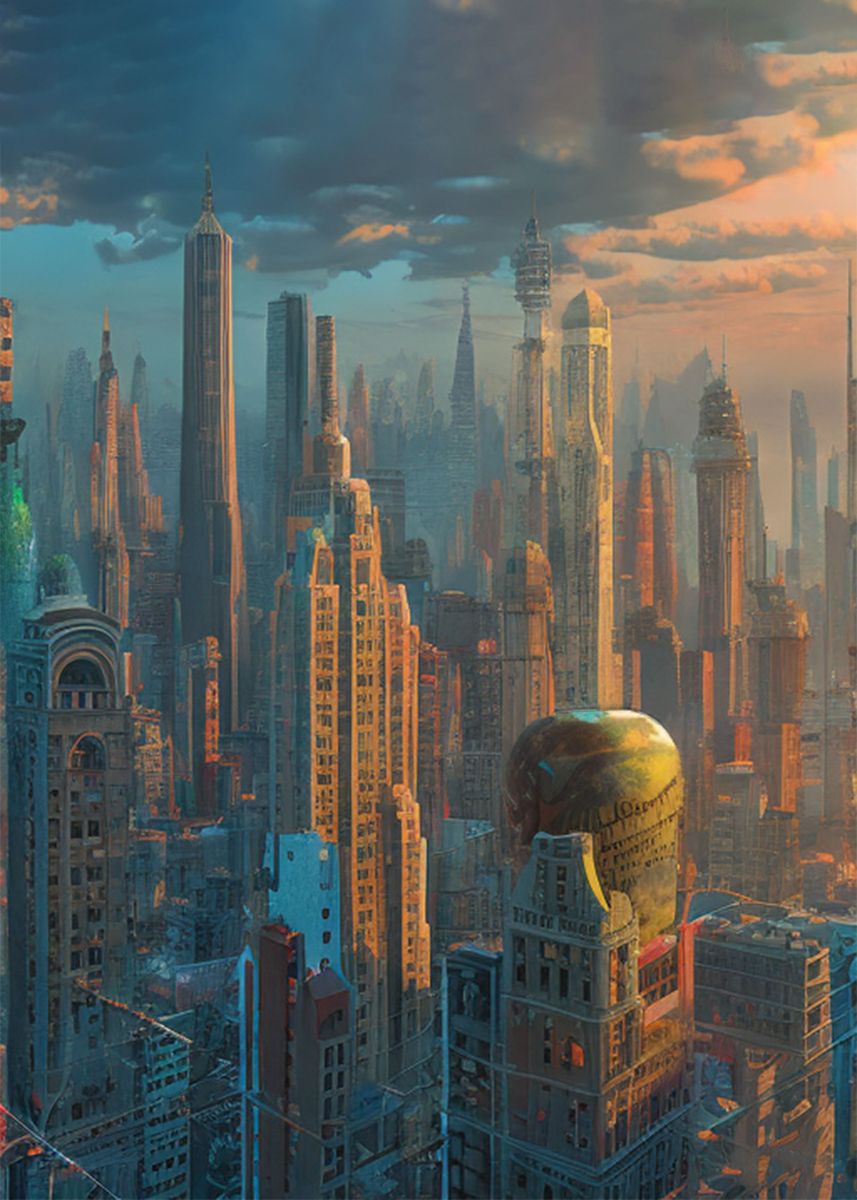 'Fantasy Cityscape 2' Poster, picture, metal print, paint by Julia ...