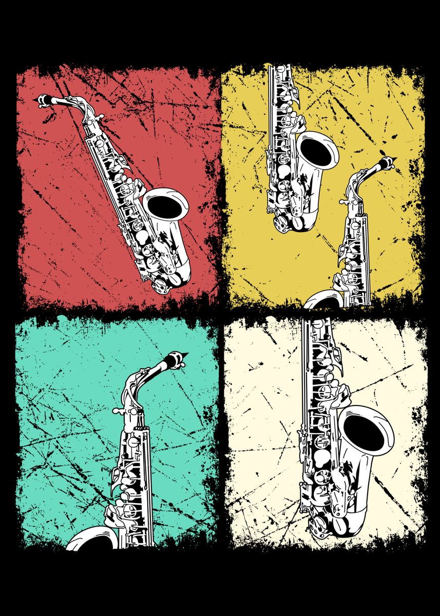 'Vintage Saxophone Gifts' Poster, picture, metal print, paint by ...
