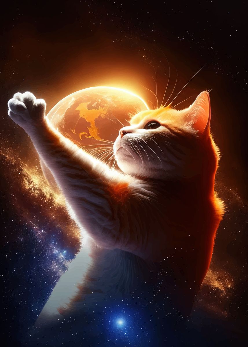 'Space Cat Dancing' Poster, picture, metal print, paint by Neo Design ...