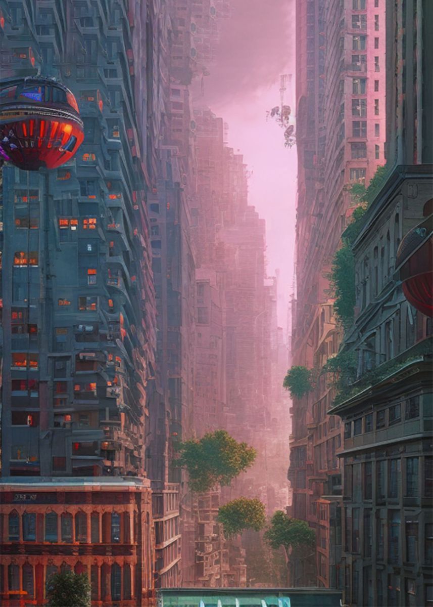 'Fantasy Cityscape' Poster, picture, metal print, paint by Julia Rudens ...