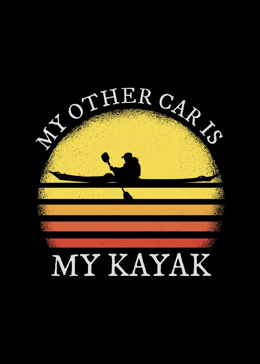 'Kayaking Retro' Poster, picture, metal print, paint by Shiva121 | Displate