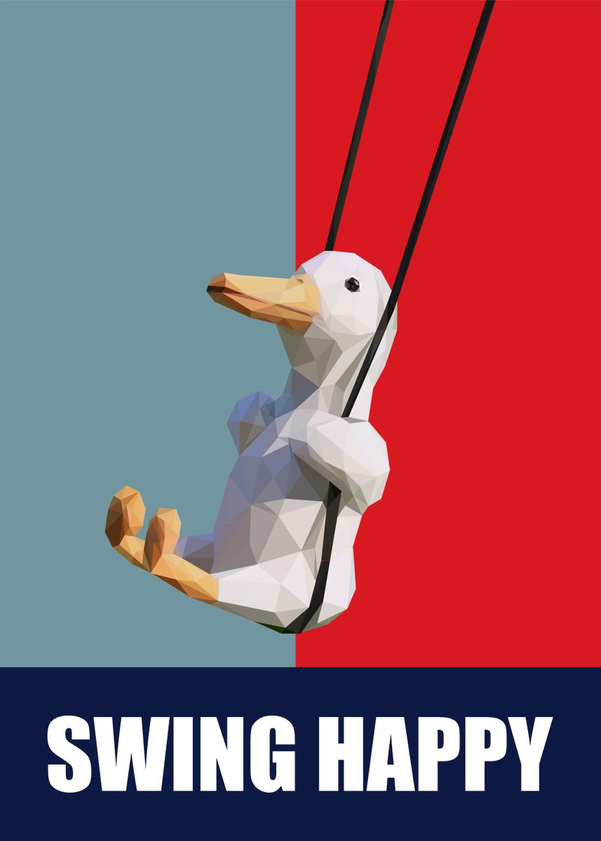 'swing happy' Poster, picture, metal print, paint by Lowpoly Posters ...