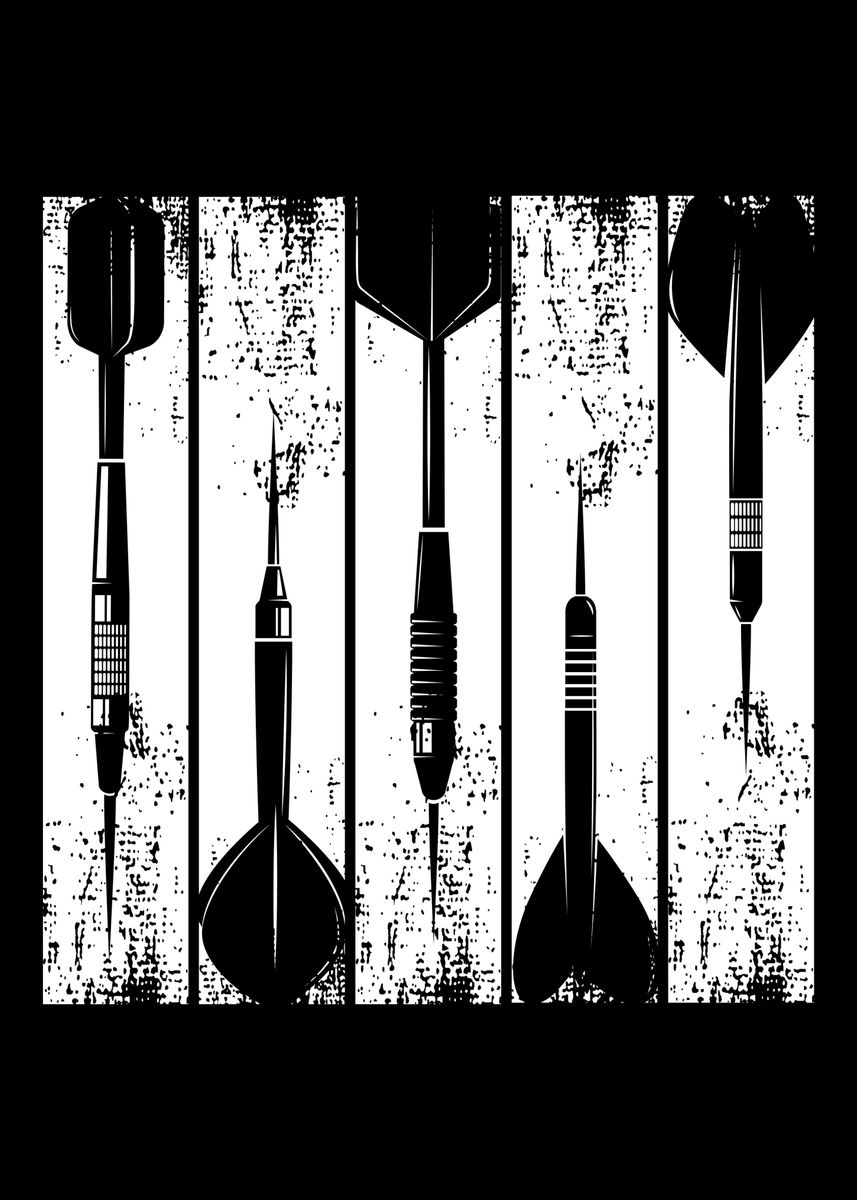 'Retro Darts Arrows' Poster, picture, metal print, paint by ...