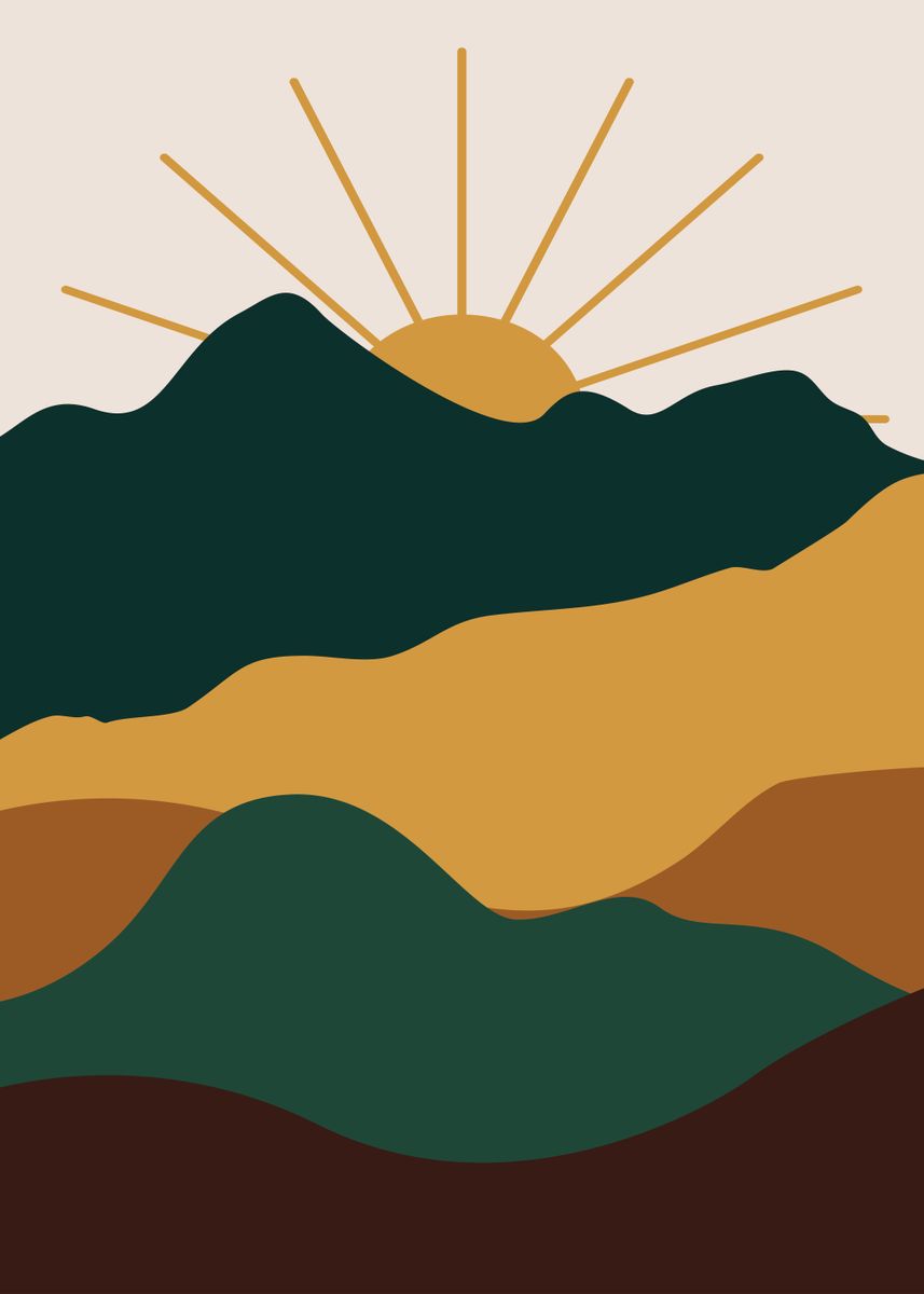 'Nature Landscape v20' Poster, picture, metal print, paint by crbn ...