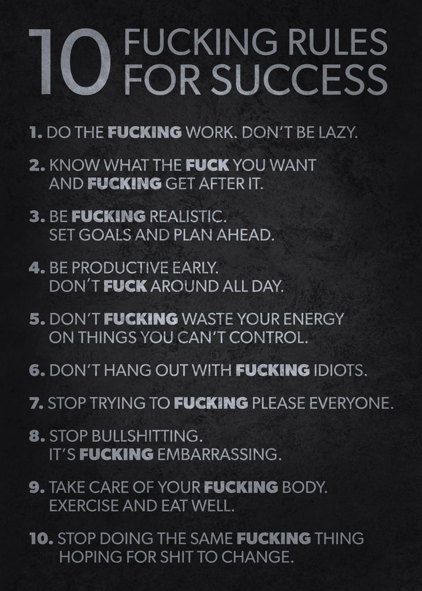 '10 Rules For Success' Poster, picture, metal print, paint by GOHAN ...