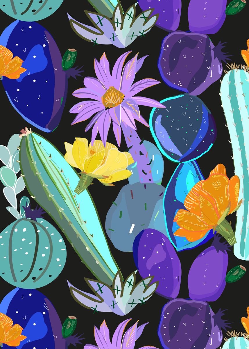 'Abstract cactus succulent' Poster, picture, metal print, paint by ...