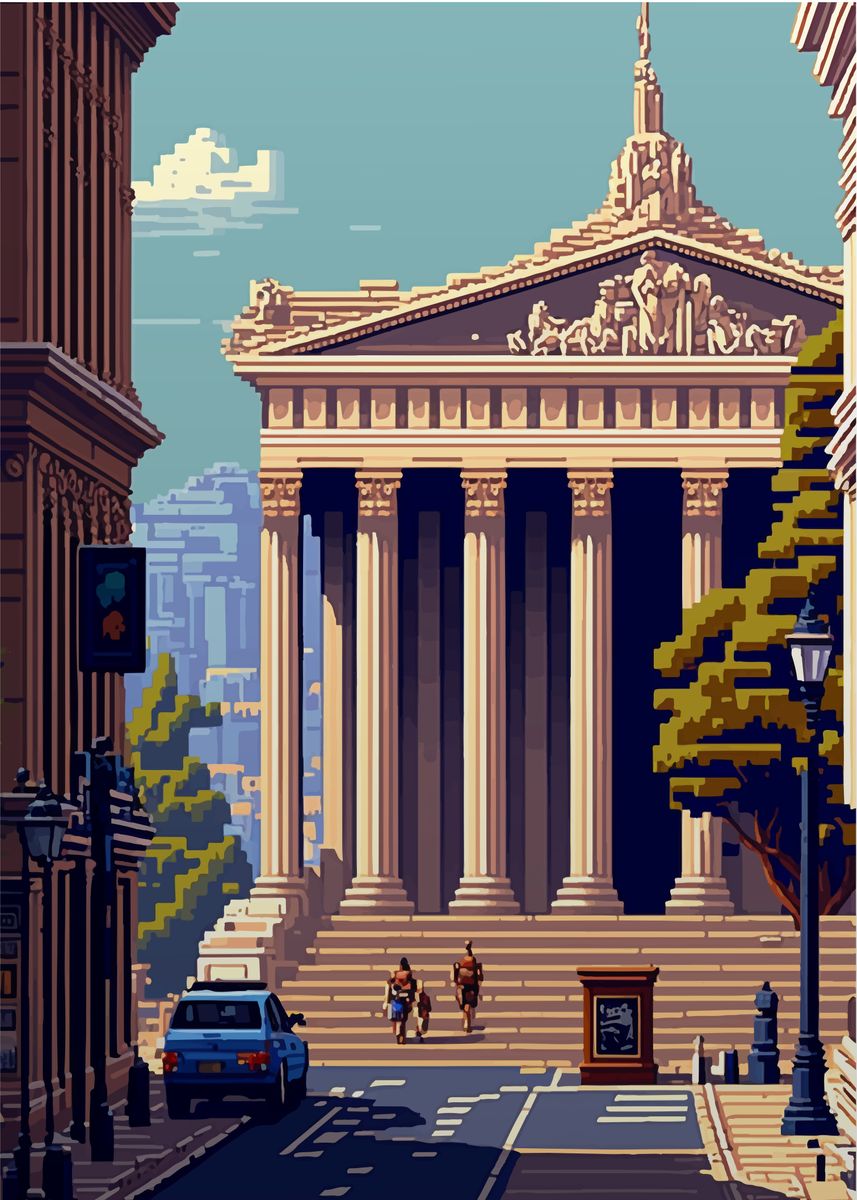 'Athens Pixel art' Poster, picture, metal print, paint by M Art | Displate