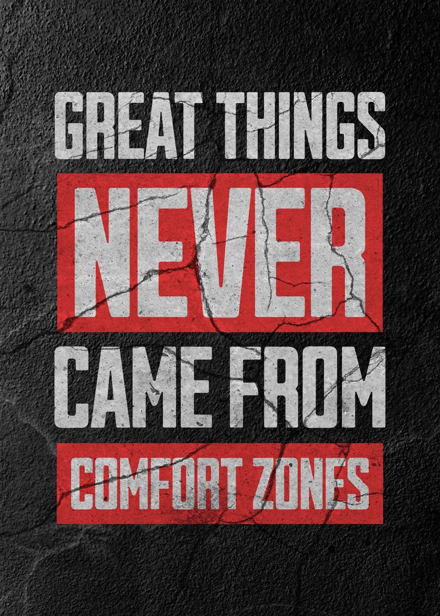 'Comfort Zones Stoic Quote' Poster, picture, metal print, paint by ...