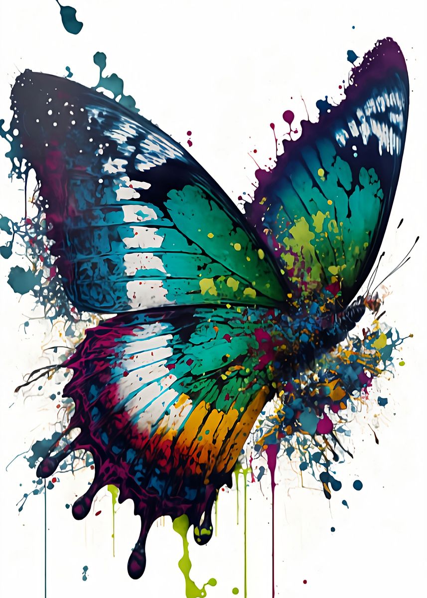 'Colourful Butterfly' Poster, picture, metal print, paint by Wolf ...