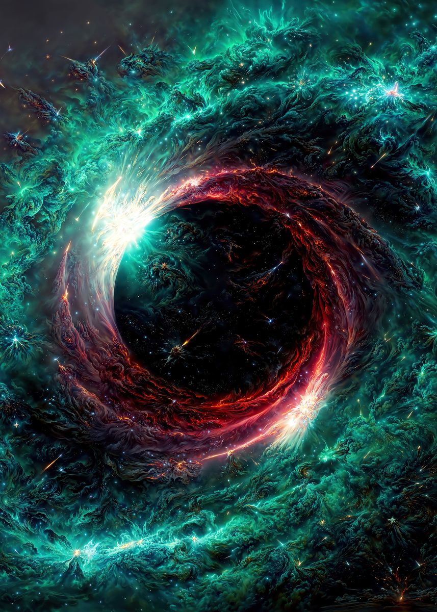 'Green Space hole' Poster, picture, metal print, paint by DVArt | Displate