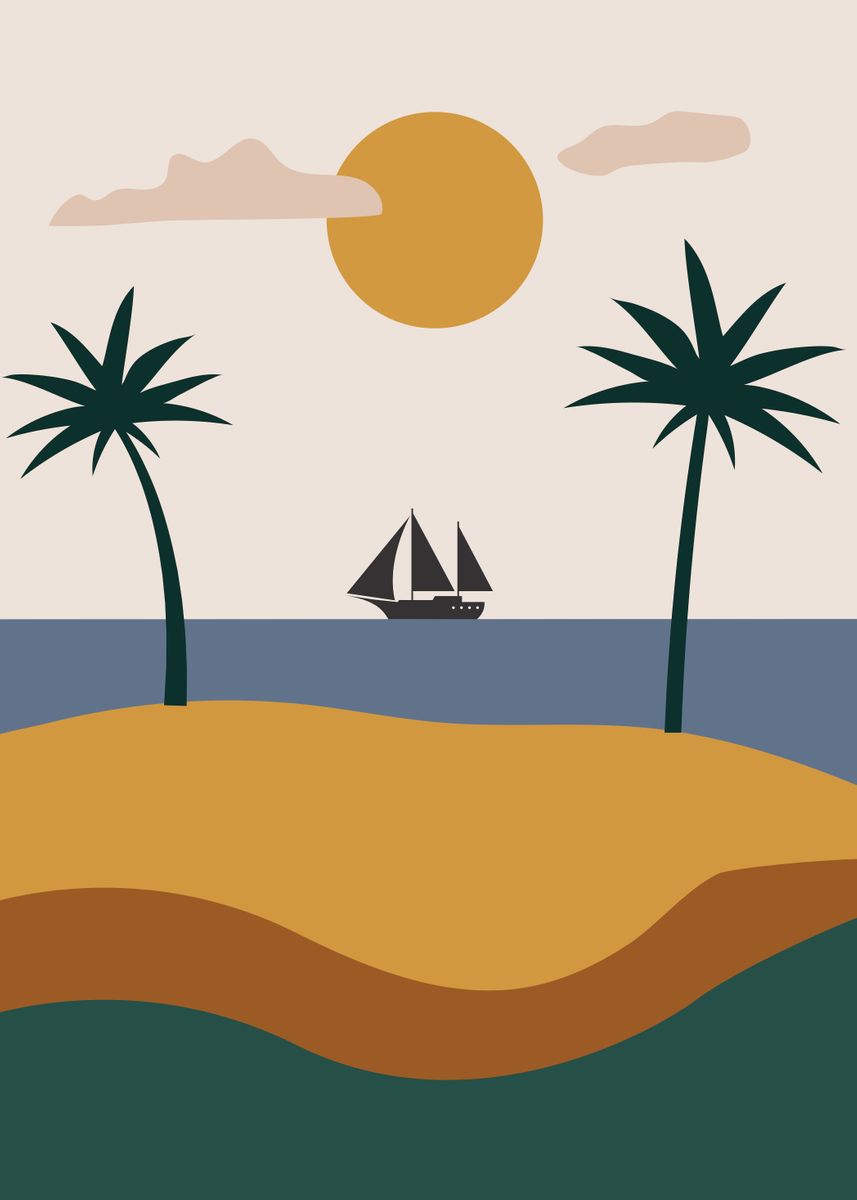 'Nature Landscape v11' Poster, picture, metal print, paint by crbn ...