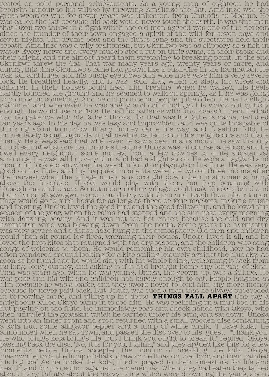 'Things Fall Apart Text' Poster, picture, metal print, paint by Design ...