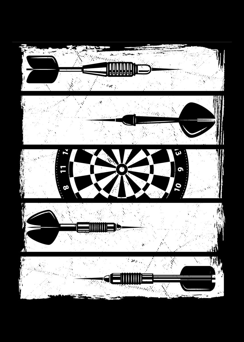 'Retro Darts Arrows' Poster, picture, metal print, paint by ...