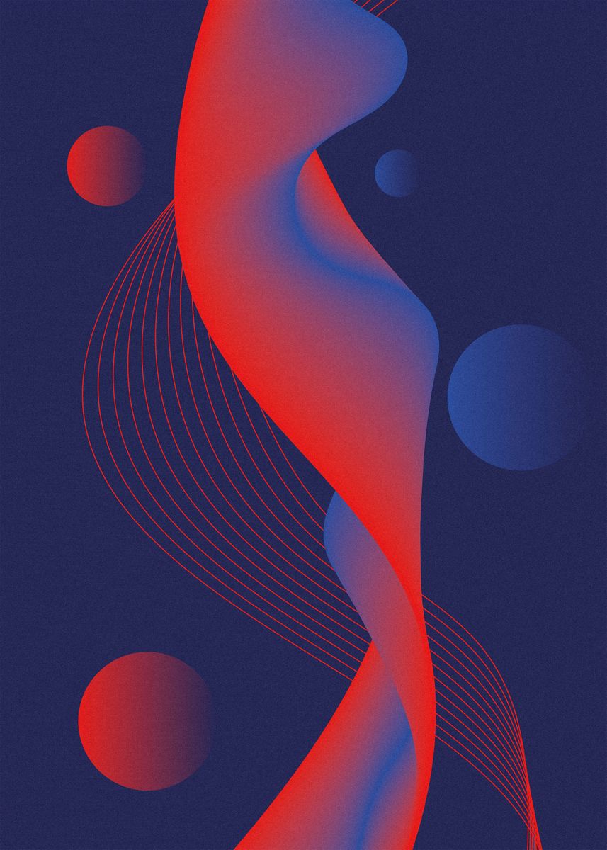 'Abstract Art red blue' Poster, picture, metal print, paint by niels de ...