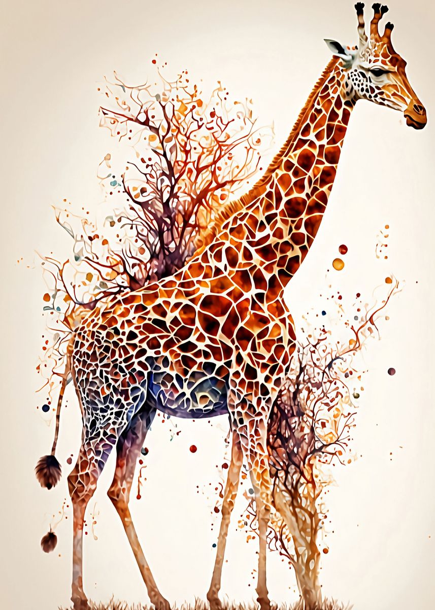 'Colourful Giraffe' Poster, picture, metal print, paint by Wolf Design ...