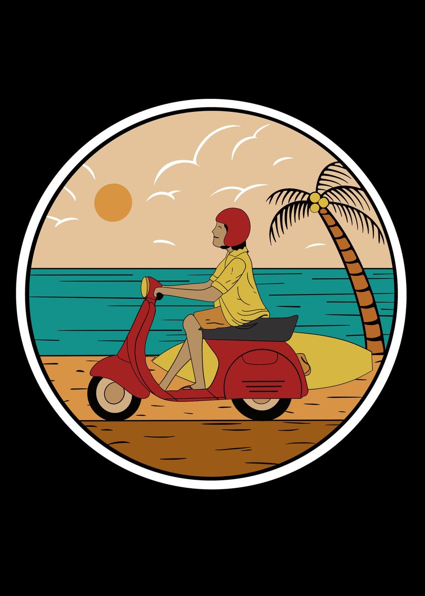 'Scooter' Poster, picture, metal print, paint by lisa fit | Displate