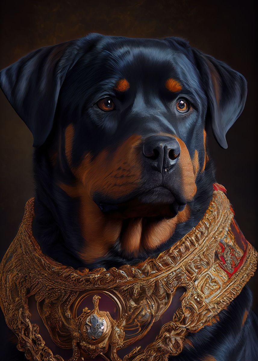 'Rottweiler Portrait Royal ' Poster, picture, metal print, paint by ...