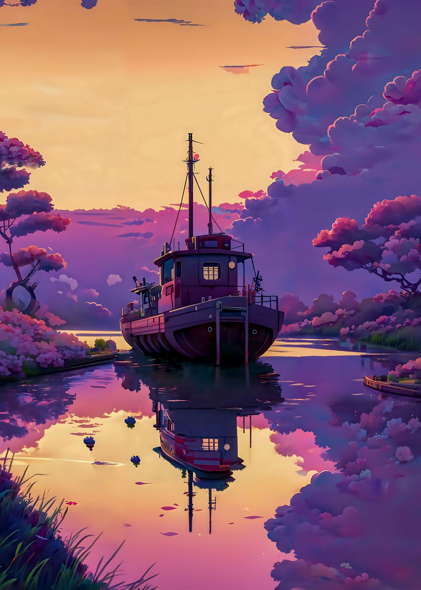 'Tugboat' Poster, picture, metal print, paint by Brian Nielsen | Displate