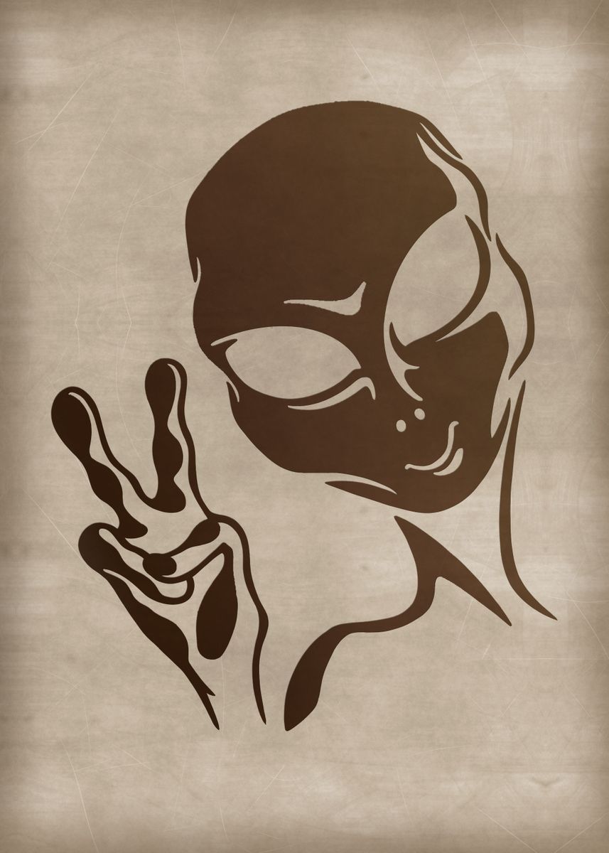 'Alien Peace Sign' Poster, picture, metal print, paint by XandYart ...